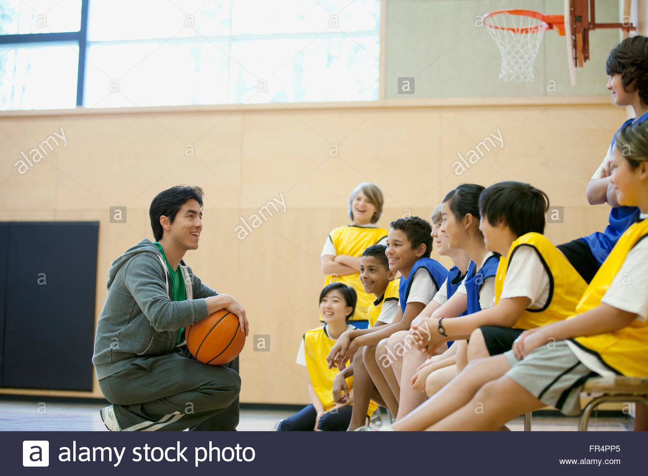 teacher instructing students on basketball Stock Photo - Alamy