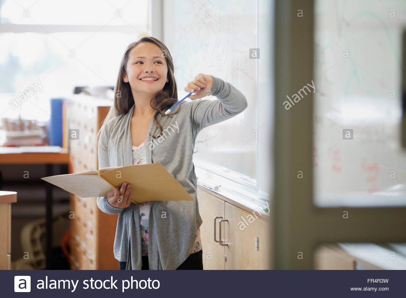 female middle school student giving a presentation Stock Photo - Alamy