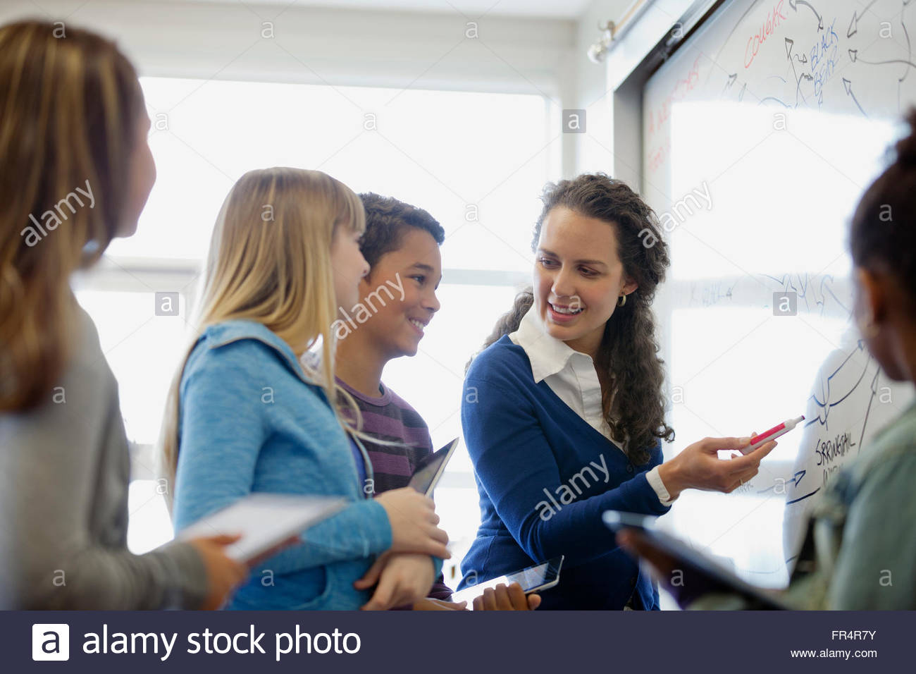 teacher explaining lesson to students Stock Photo - Alamy