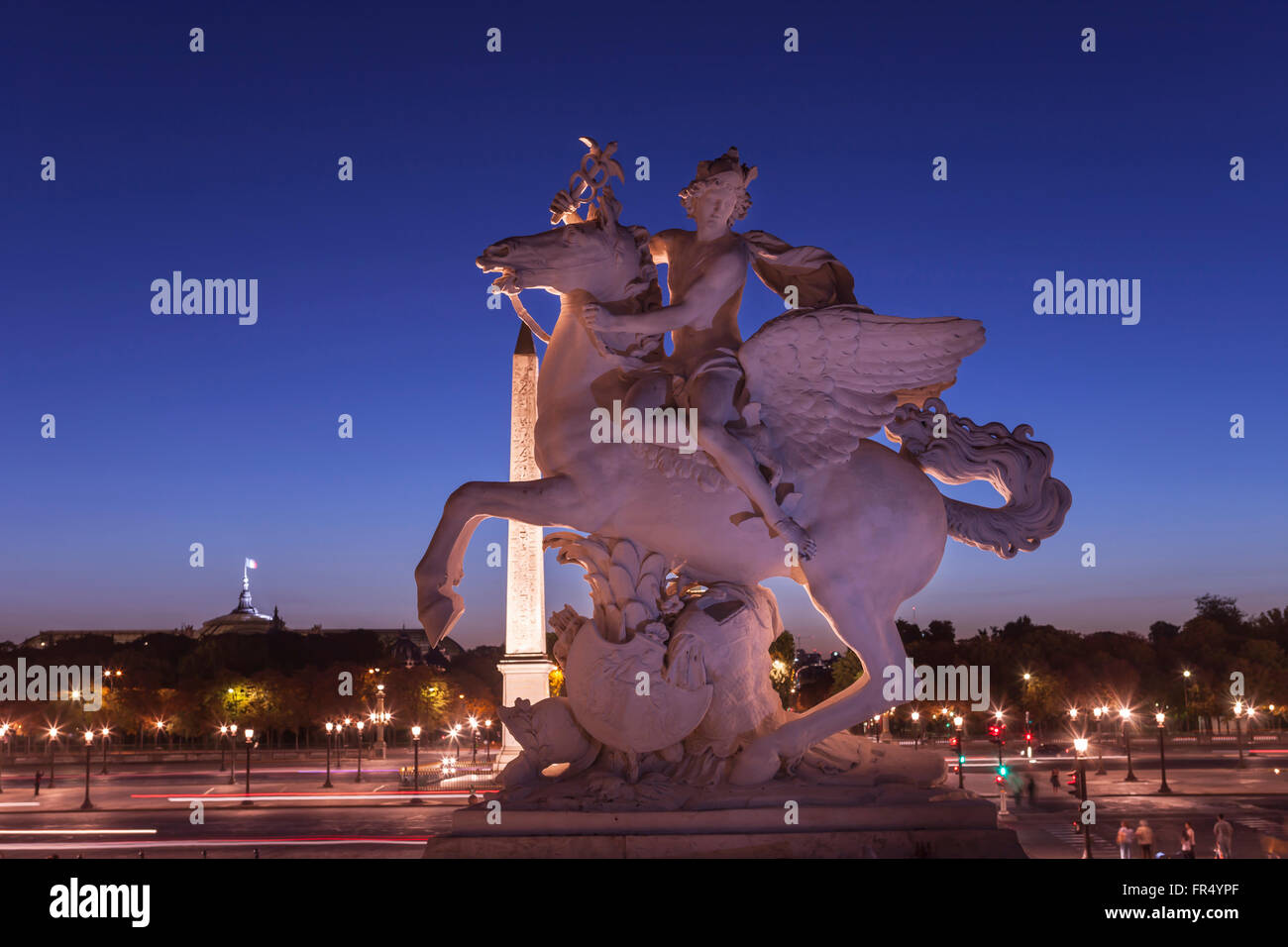 MERCURY RIDING PEGASUS STATUE PLACE DE LA CONCORDE PARIS FRANCE Stock ...