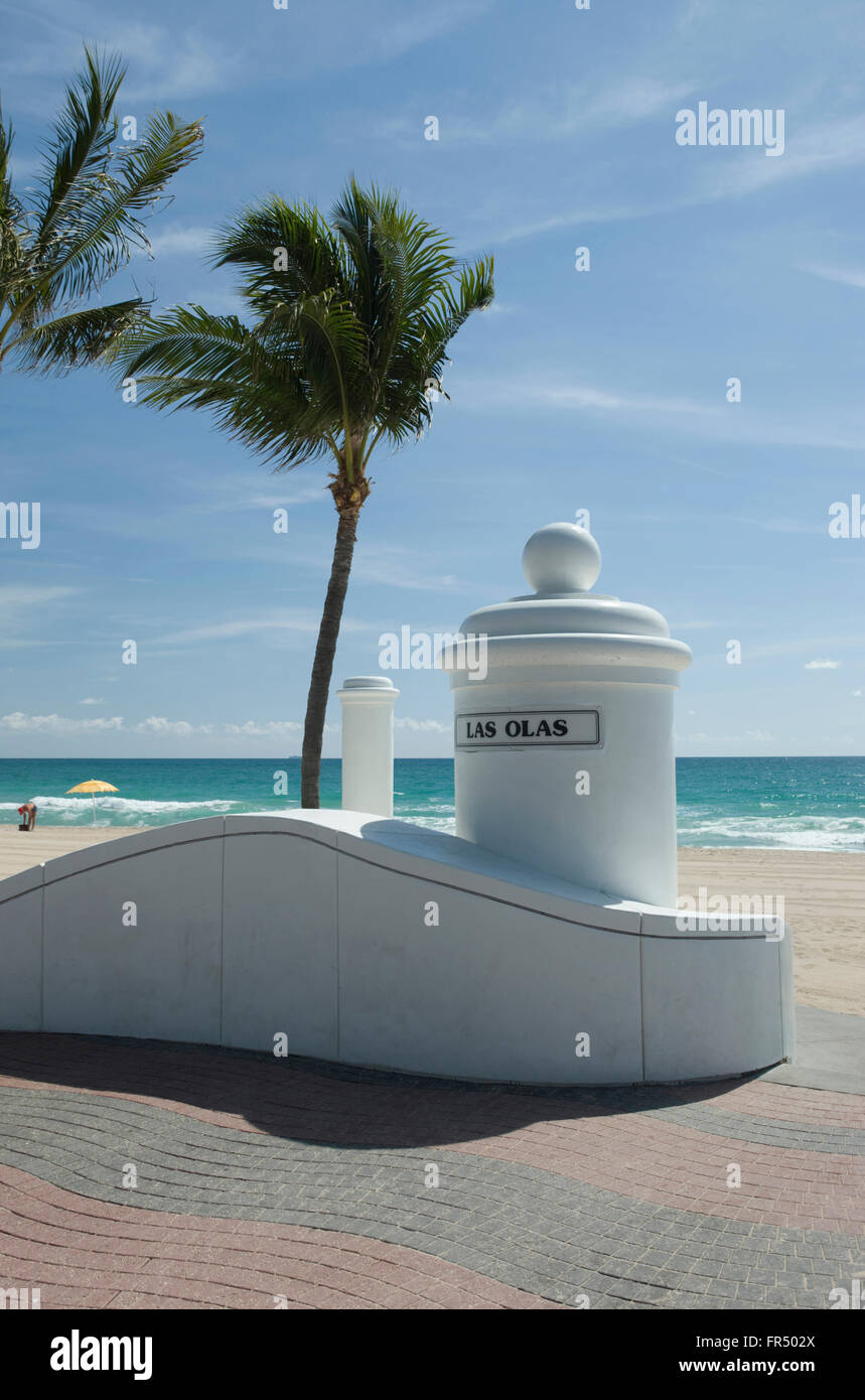 LAS OLAS STREET ENTRANCE BEACH WAVE WALL PROMENADE FORT LAUDERDALE ...