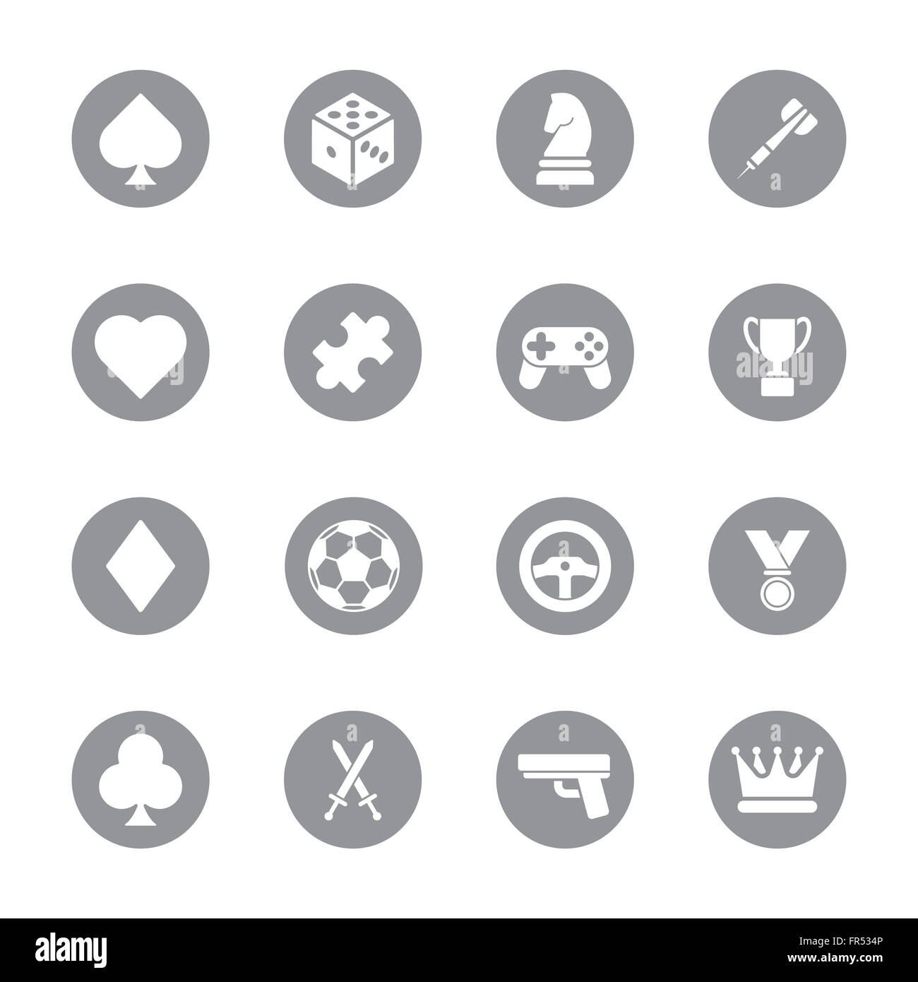[JPEG] gray flat game icon set on circle for web, UI, infographic and ...