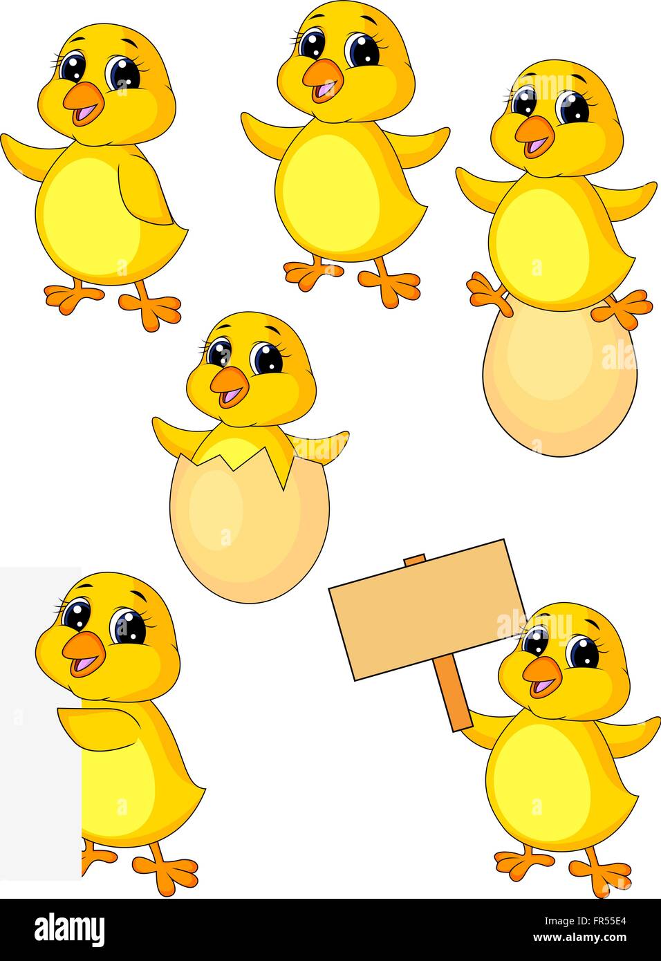 Cute baby chicken cartoon set Stock Vector Image & Art - Alamy