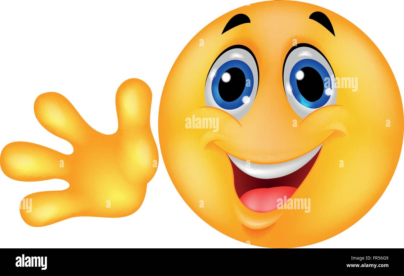 Cute emoticon waving hand Stock Vector Image & Art - Alamy