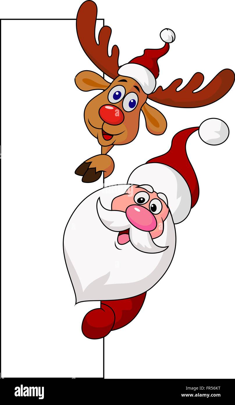 Santa clause and deer with blank sign Stock Vector Image & Art - Alamy
