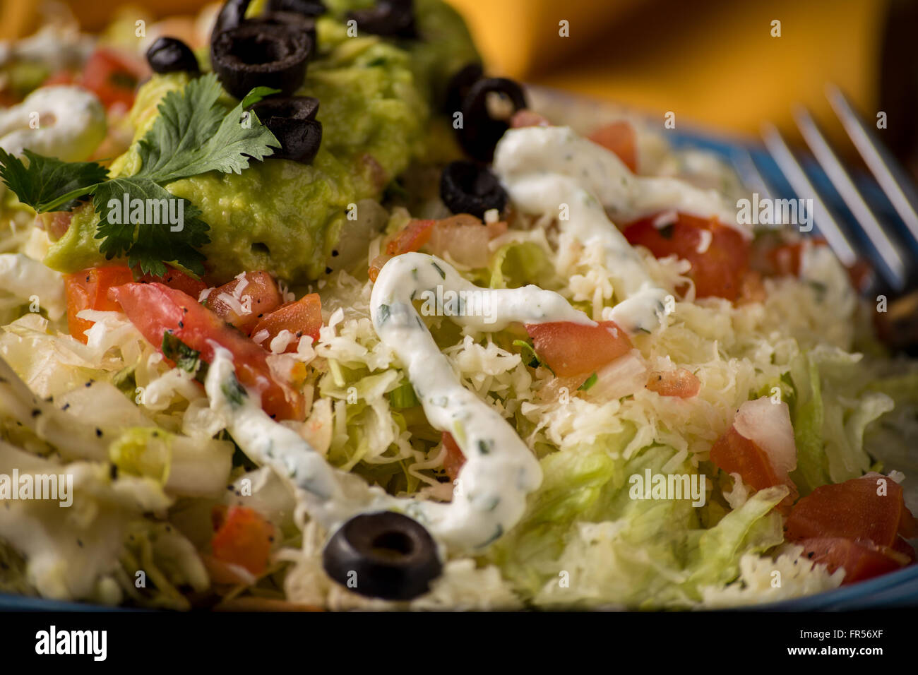 Hispanic southwest ethnic food mexican tostada salad hi-res stock ...