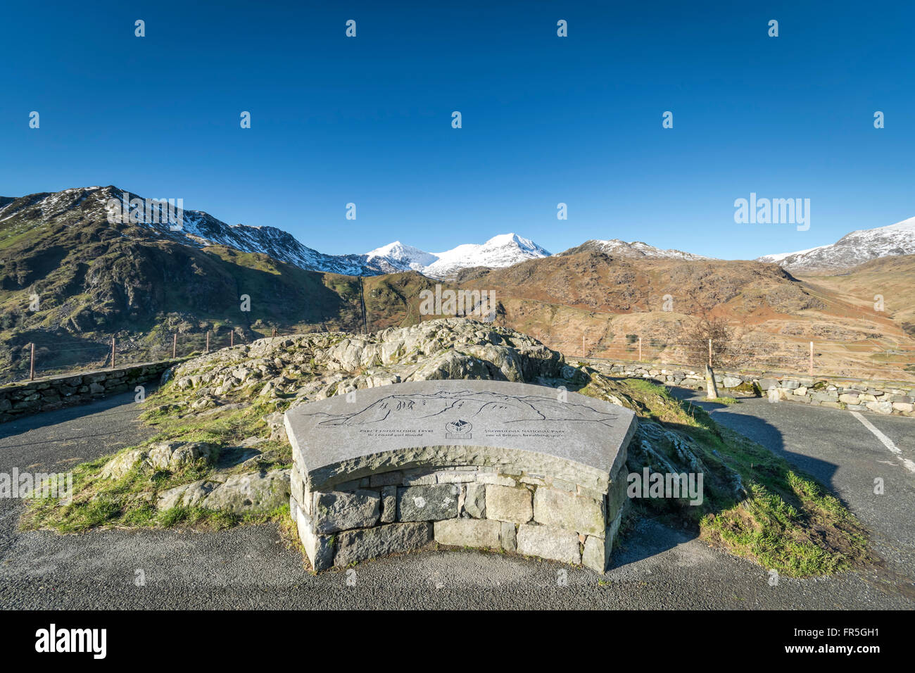 View towards Yr Wyddfa Snowdon mountain Gallt y Wenallt Crib Goch and ...