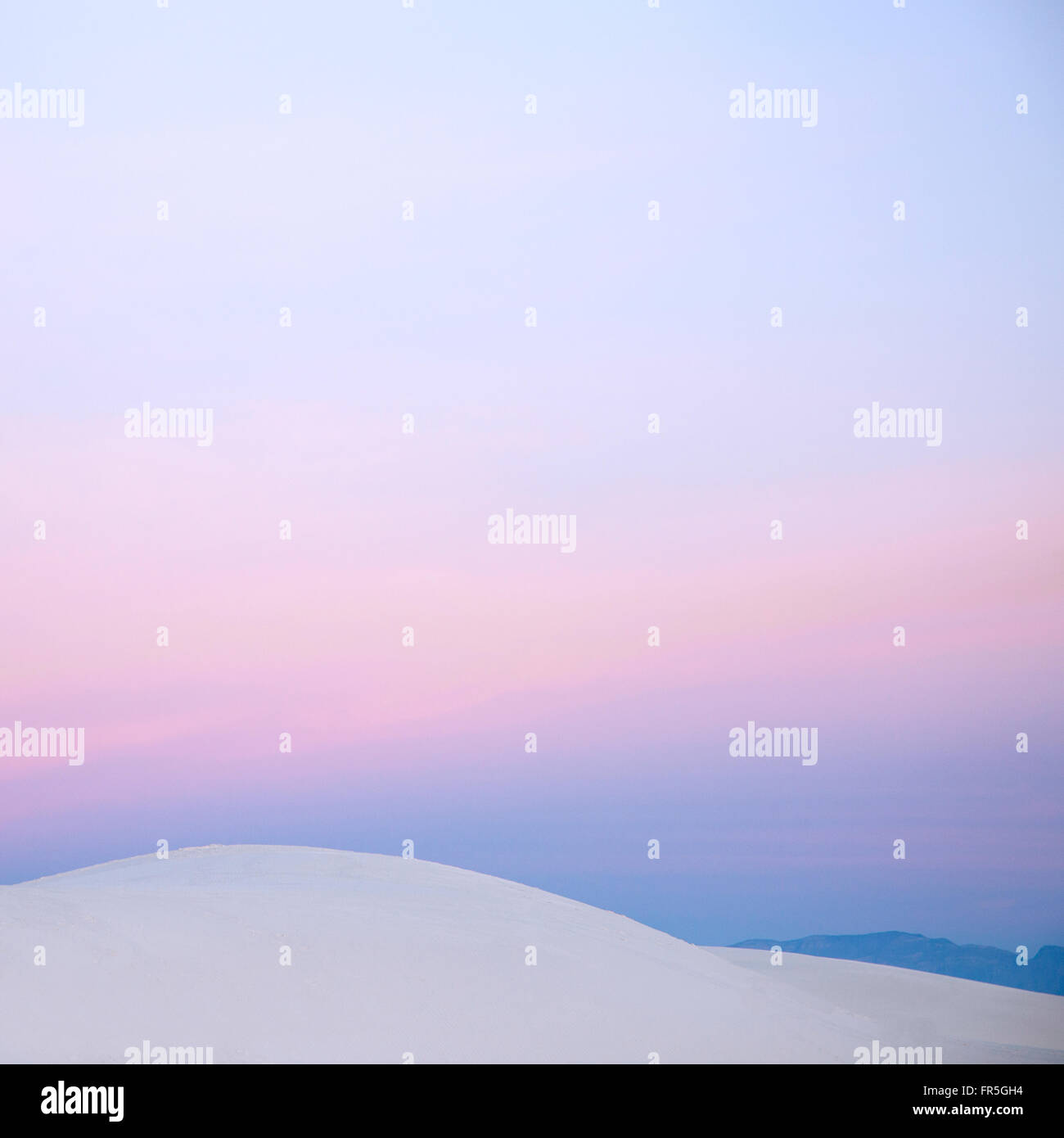 Pink sunset sky over white sand dune, White Sands, New Mexico, United ...