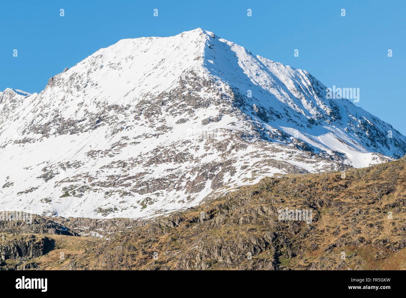 Crib Goch in winter photo taken from the viewing point on the A498 ...