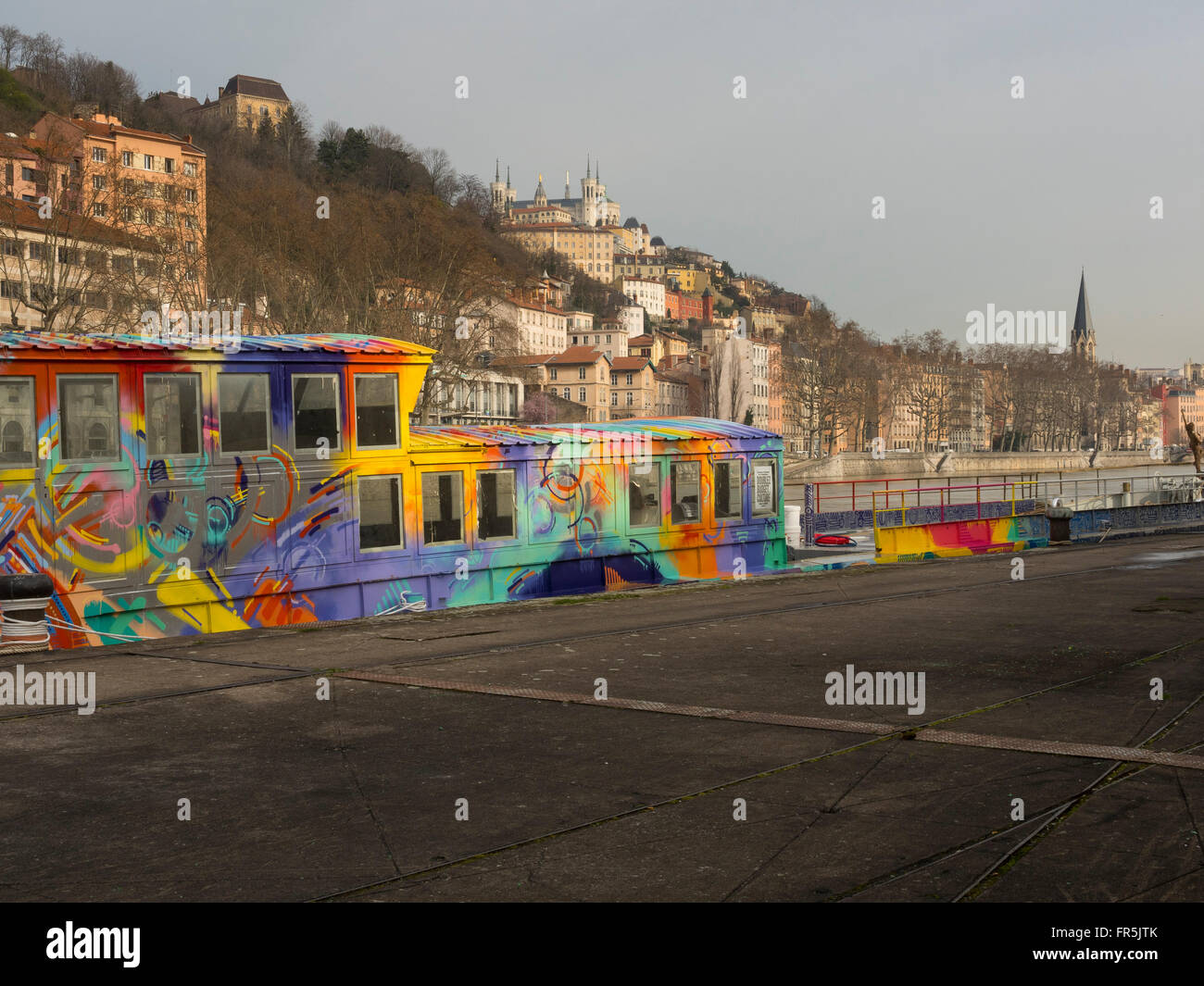 Barge on the quays of the Saône, Lyon, France Stock Photo - Alamy