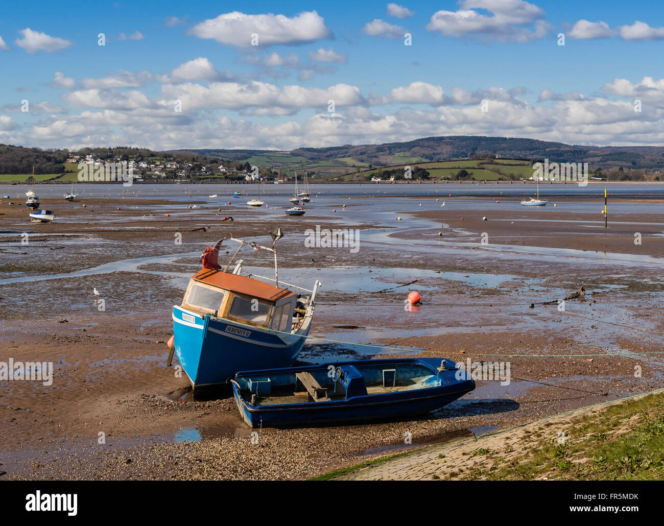 Fishing Boat at The River Exe Estuary from Exmouth, East Devon, England ...
