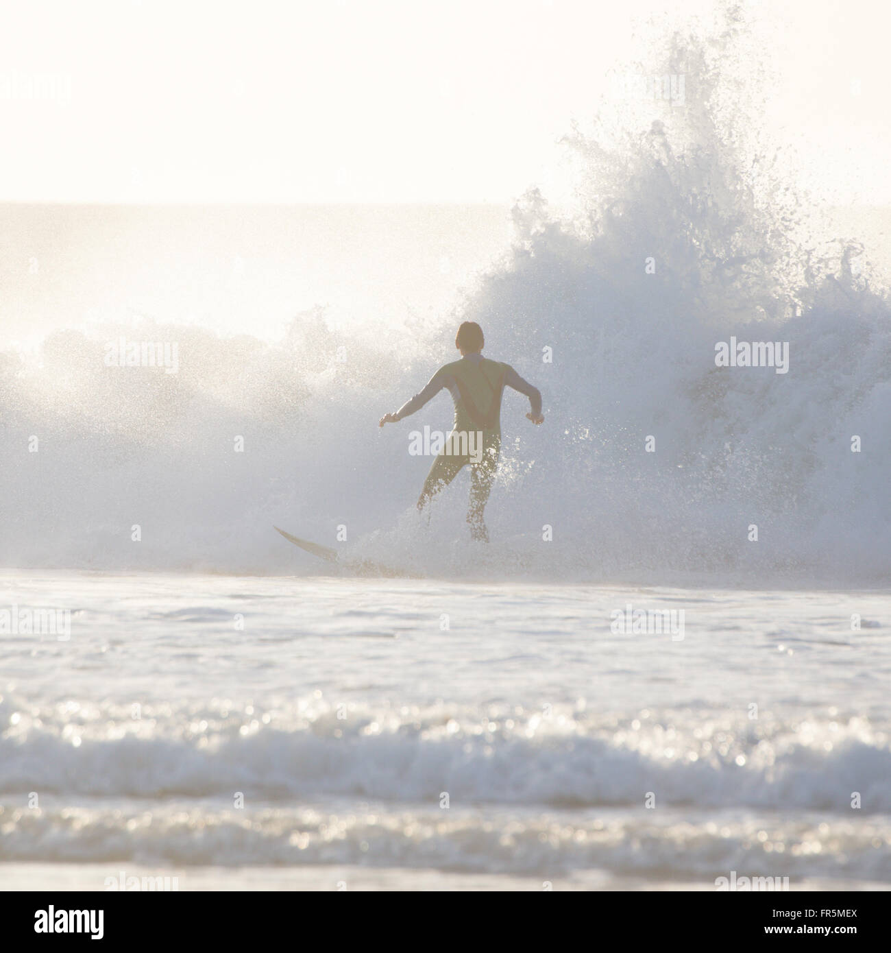 Surfer riding a big wave Stock Photo - Alamy