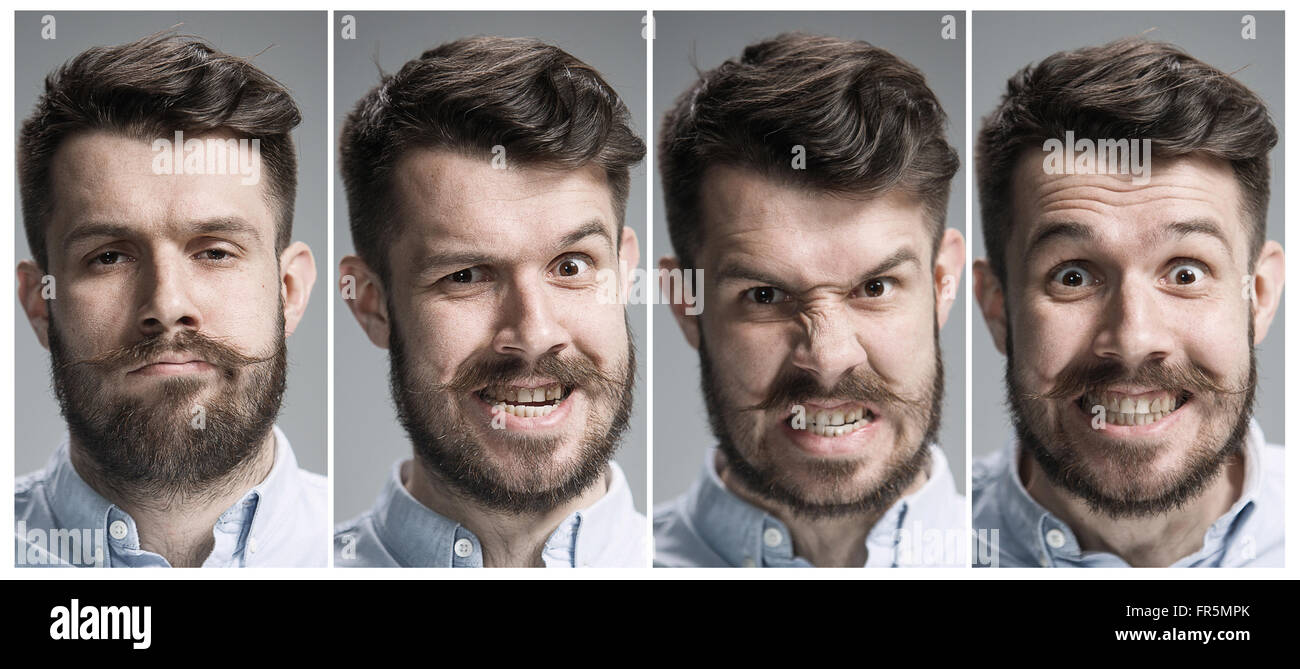 Collage of angry emotions Stock Photo - Alamy