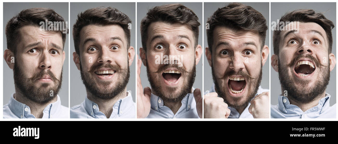Collage of happy and surprised emotions Stock Photo - Alamy