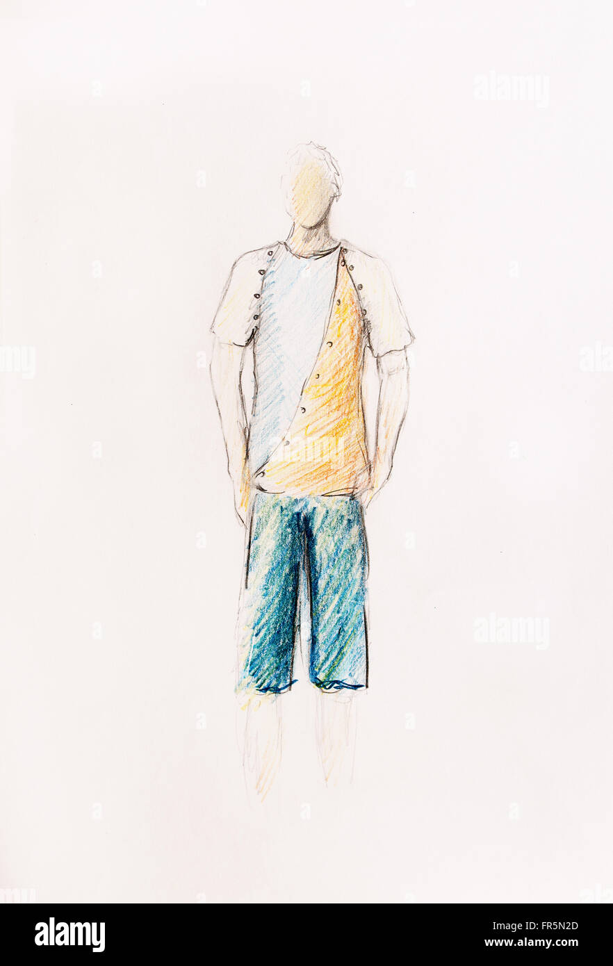 drawing male clothes, color pencil sketch on paper Stock Photo - Alamy