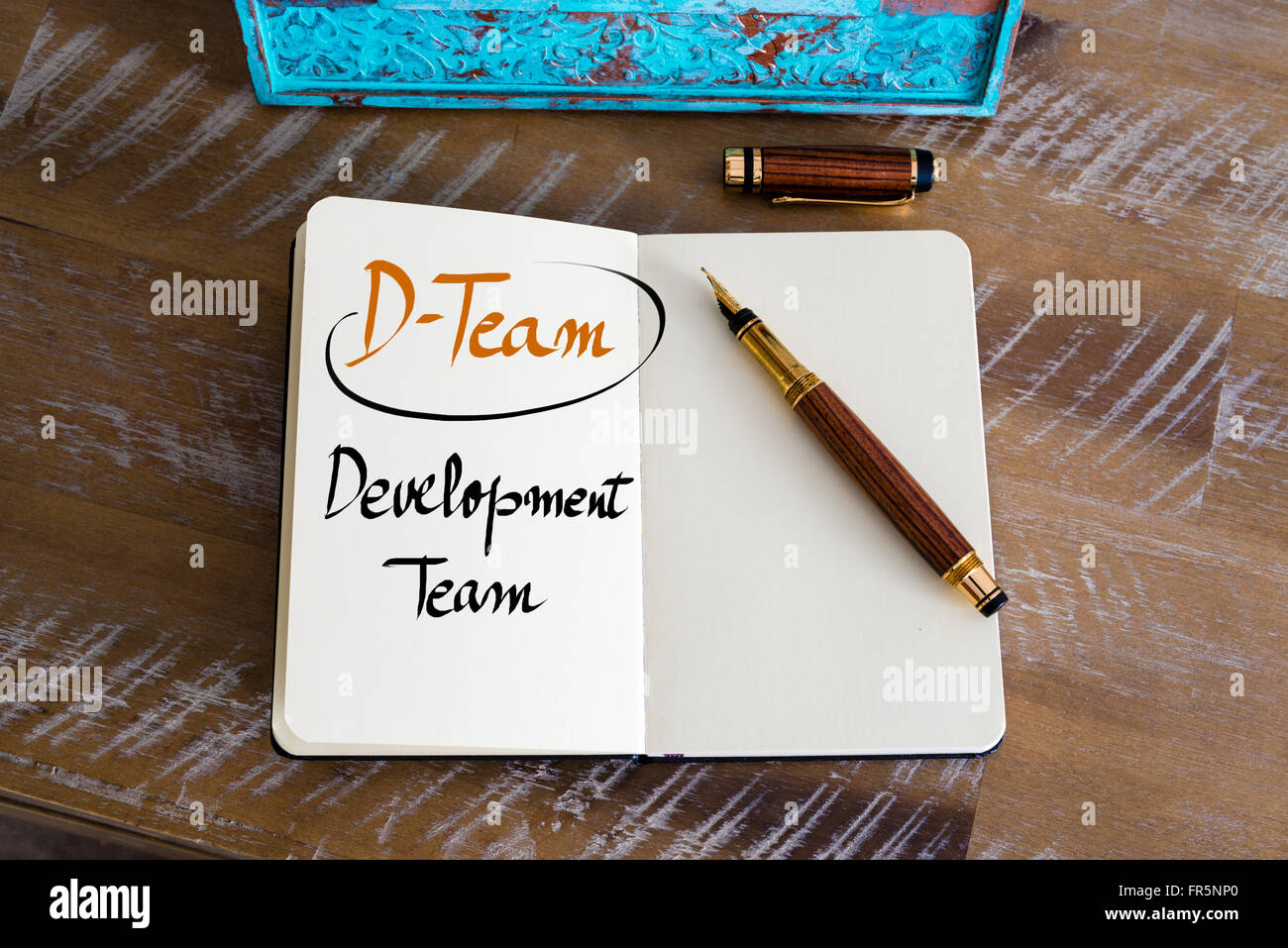 Retro effect and toned image of a fountain pen on a notebook. Business ...