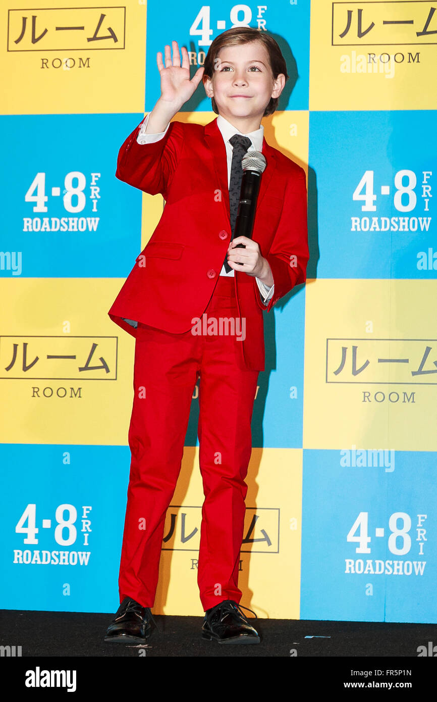 Tokyo, Japan. 21st March, 2016. Canadian child actor Jacob Tremblay ...