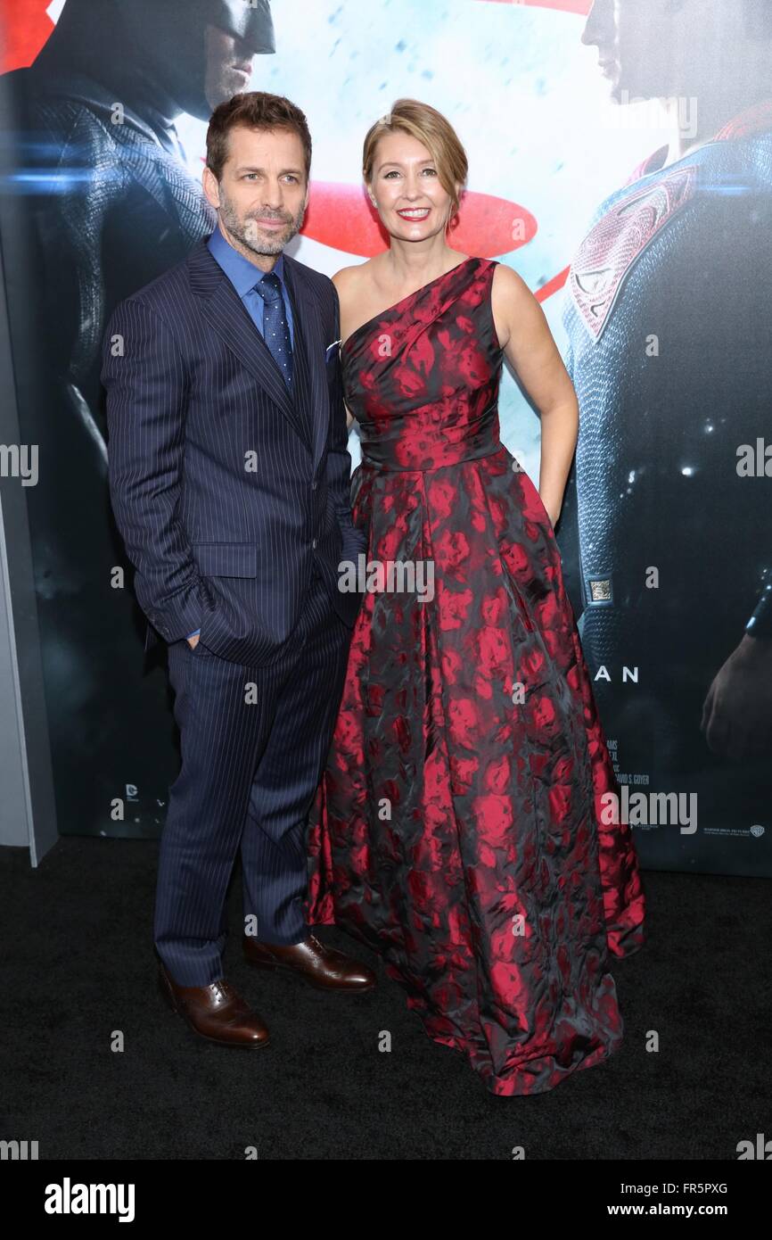 New York, NY, USA. 20th Mar, 2016. Zack Snyder, Deborah Snyder at arrivals for BATMAN V ...