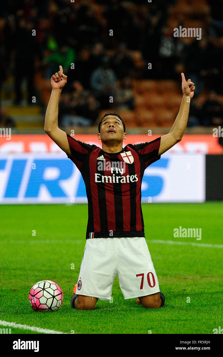 Carlos Bacca of Milan celebrates scoring draw 1-1 Milano 20-03-2016 ...