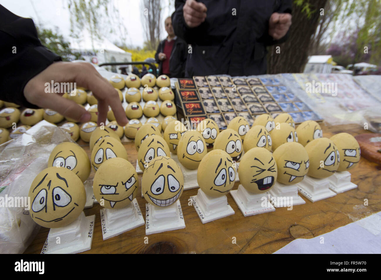 Zenica, Bosnia and Herzegovina. 21st Mar, 2016. Souvenirs are seen on ...