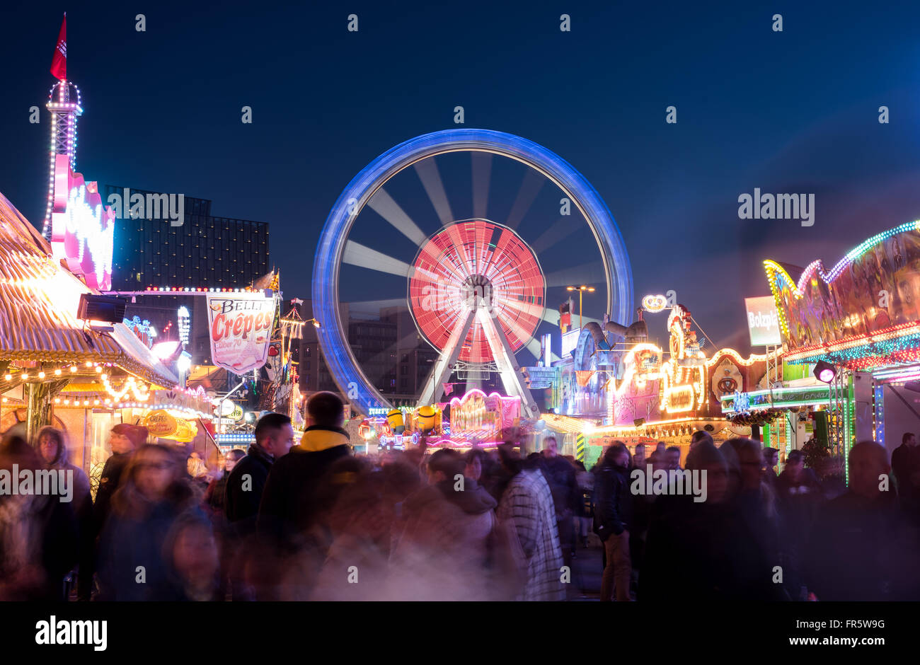 View of the Ferris Wheel of the 'Hamburger Dom' fun fair in Hamburg ...