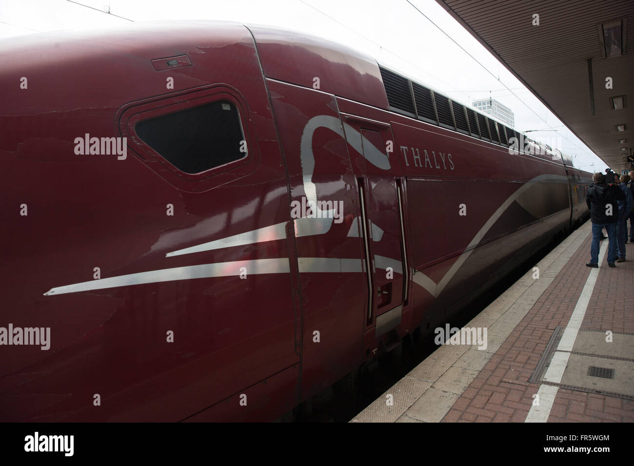 Dortmund, Germany. 21st Mar, 2016. The Thalys high-speed train arrives ...