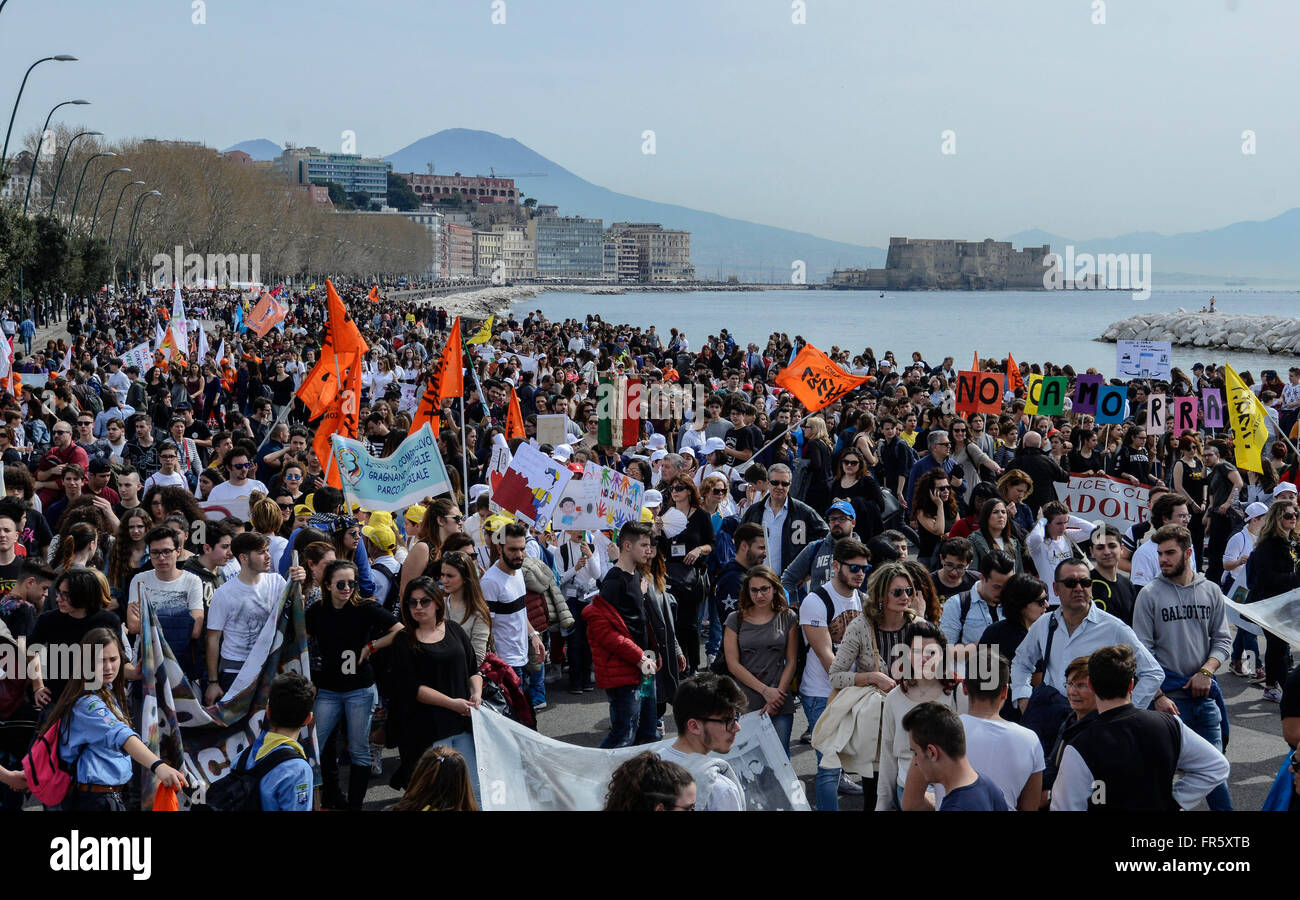 Naples, Italy. 21st Mar, 2016. Demonstration against the Mafia and the ...