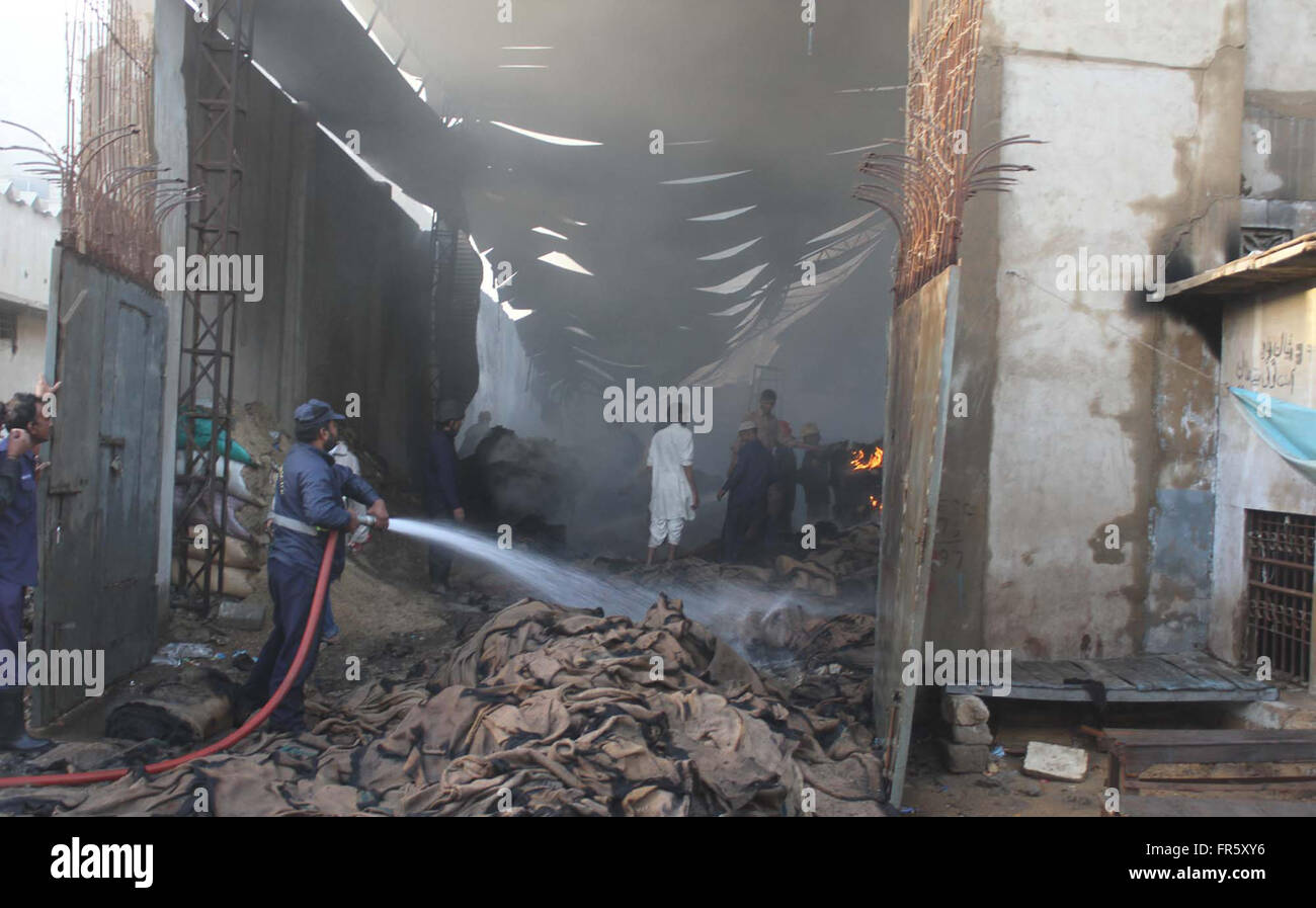 Rescuers are busy in operation at venue after fire broke at paint ...