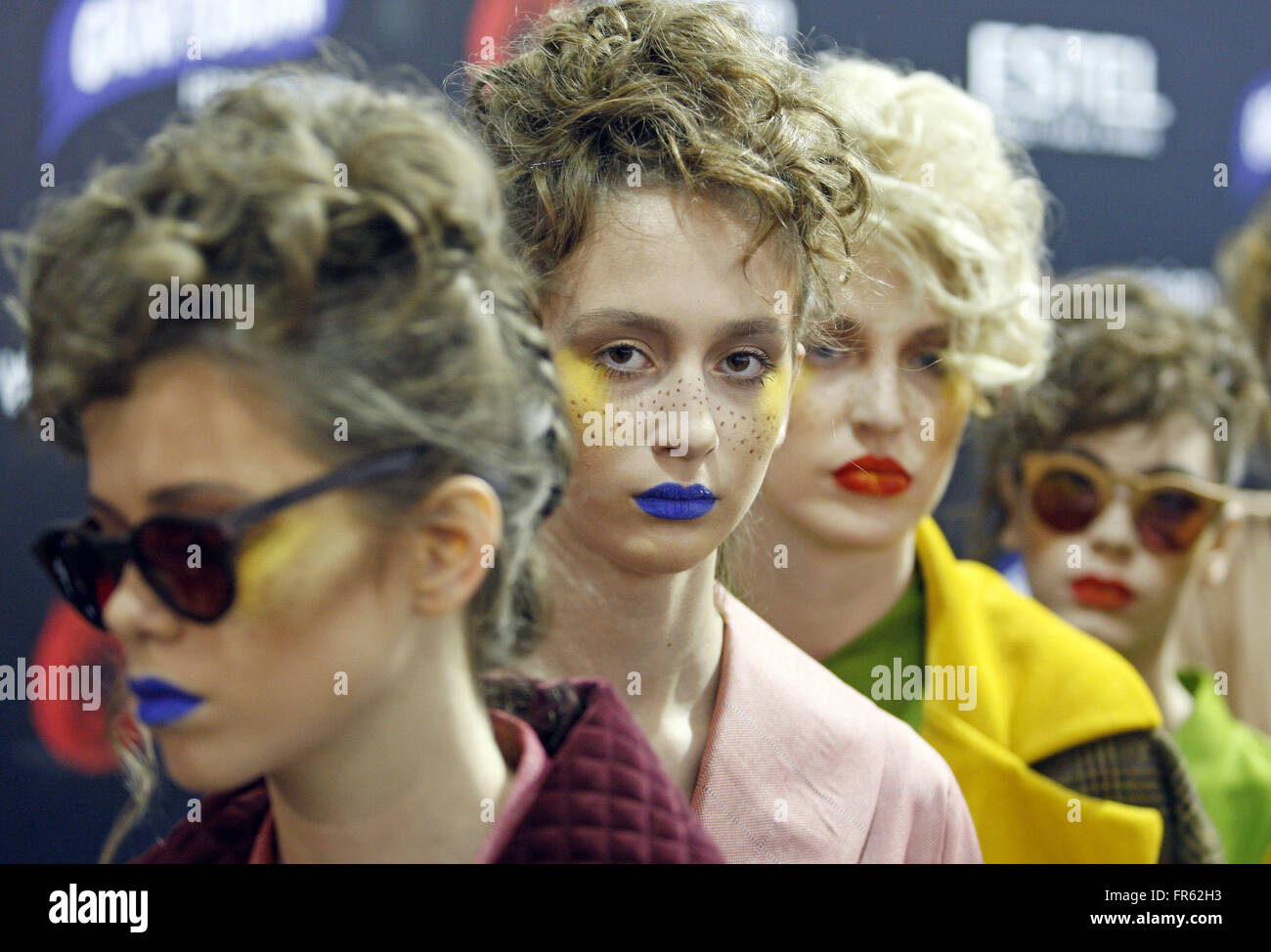 Kiev, Ukraine. 21st Mar, 2016. Models wait backstage, during the ...