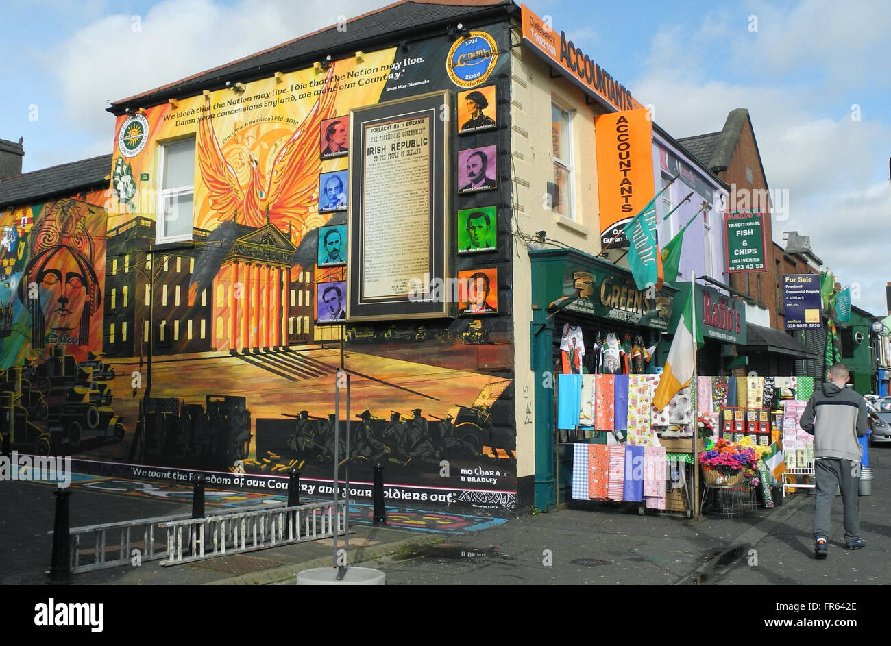 Belfast, Northern Ireland. 3rd Mar, 2016. A tourist shop on Falls Road ...