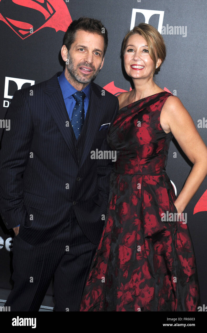 New York City. 20th Mar, 2016. Director Zack Snyder and Deborah Snyder ...