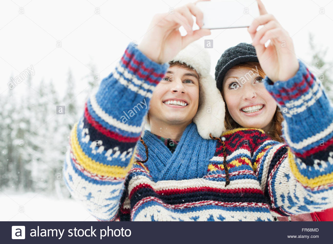 self-portraits in the snowy countryside Stock Photo - Alamy
