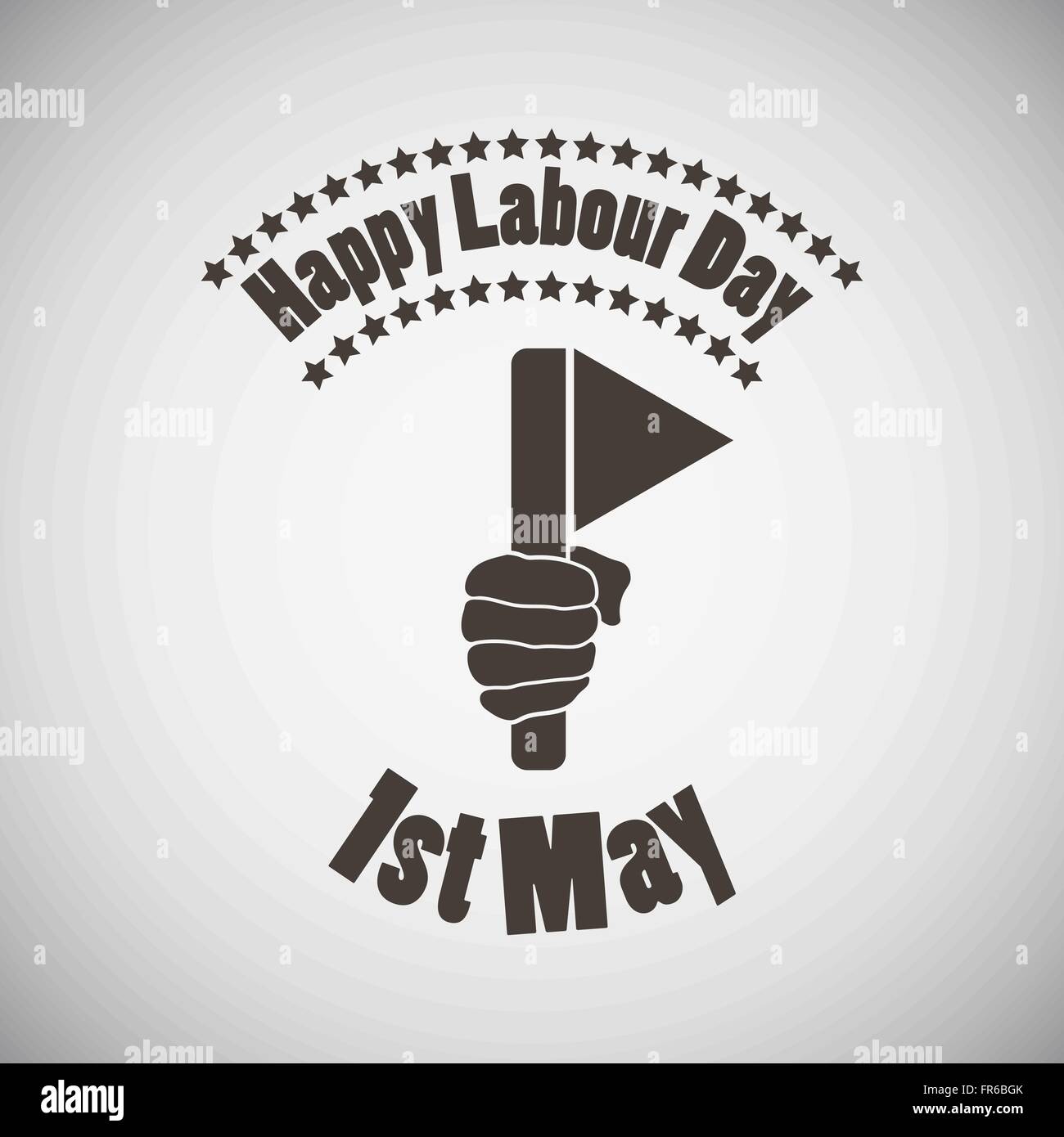 Labour day emblem with flag in fist. Vector illustration Stock Vector ...