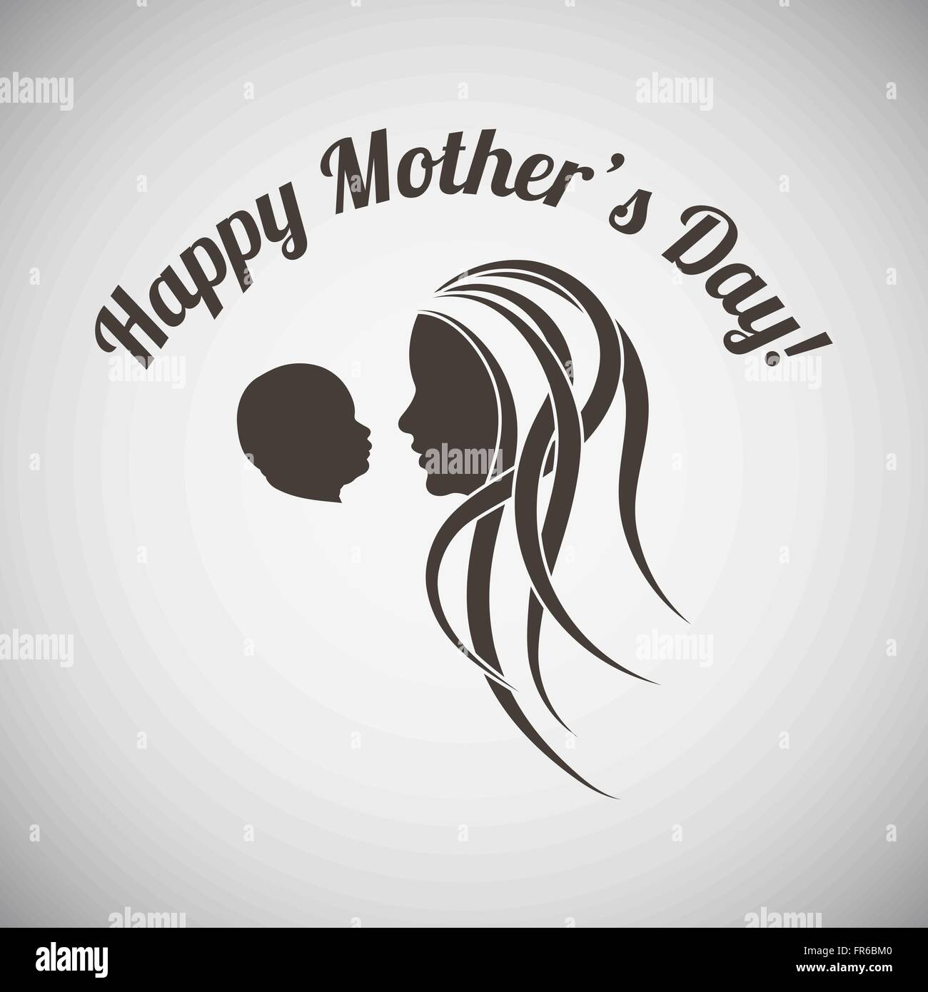 Mother's day emblem with silhouettes of mother and son. Vector ...