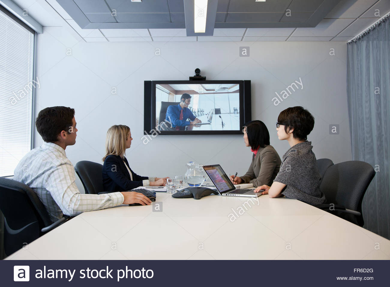 business group video conferencing Stock Photo - Alamy