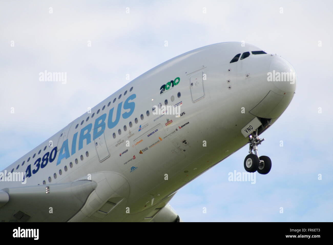 Airbus A380 flypast at Kemble Airshow Stock Photo - Alamy
