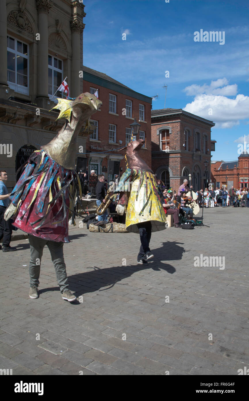 Mythological dragons dancing at The Stockport Folk Festival 2015 ...
