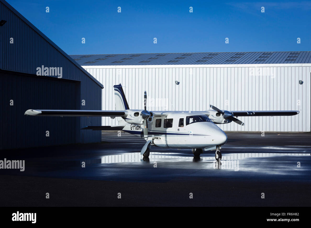 A Vulcan P68 six seater twin engine plane, flying out of Turweston ...