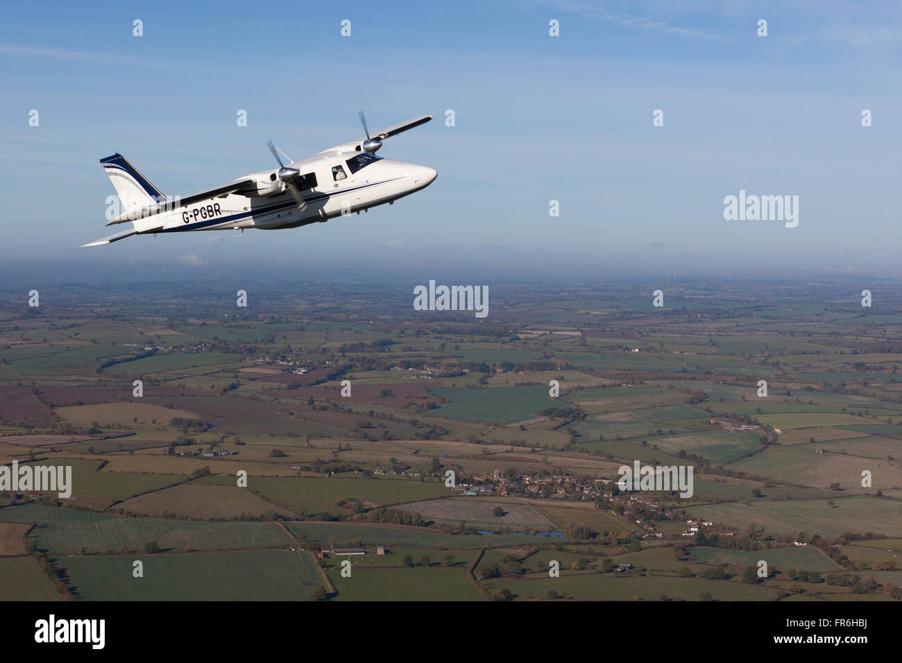 A Vulcan P68 six seater twin engine plane, flying out of Turweston ...