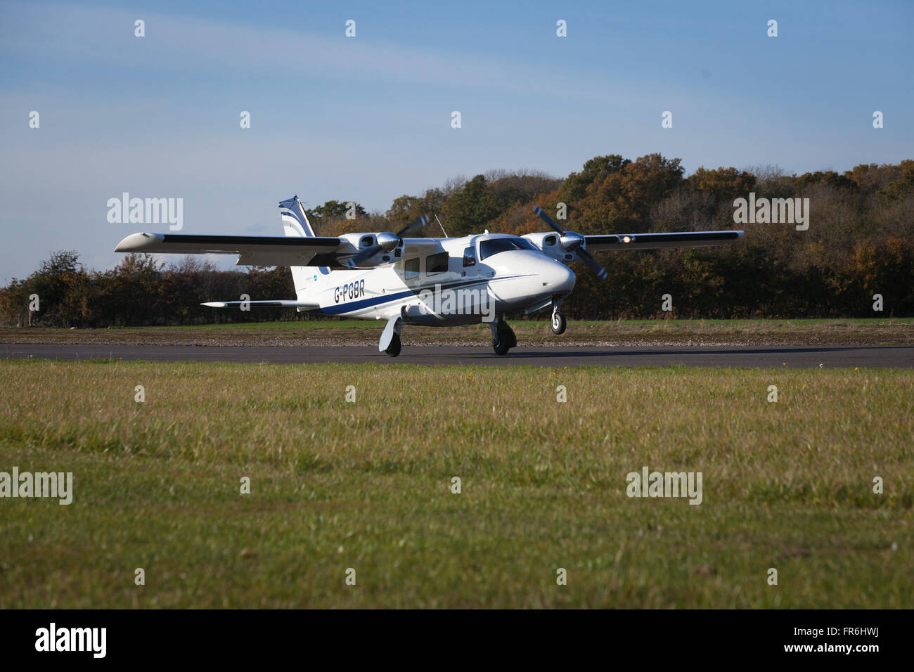 A Vulcan P68 six seater twin engine plane, flying out of Turweston ...