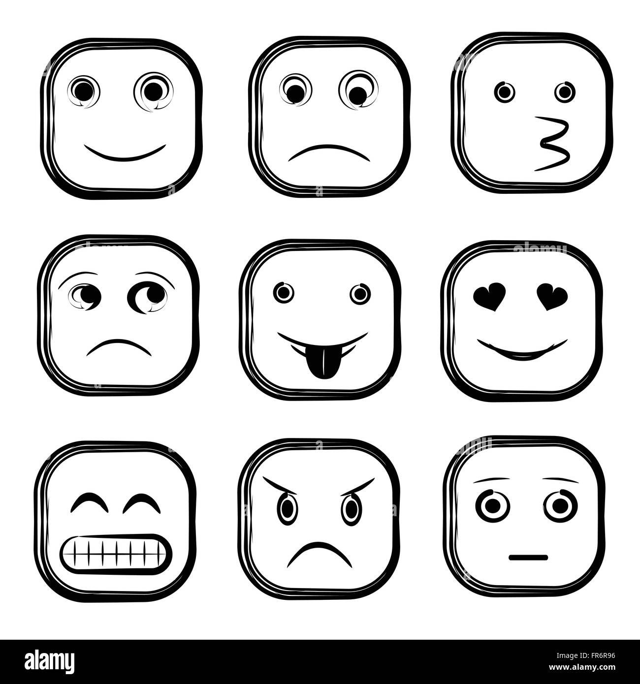 Emoticon doodle happy sad Cut Out Stock Images & Pictures - Alamy