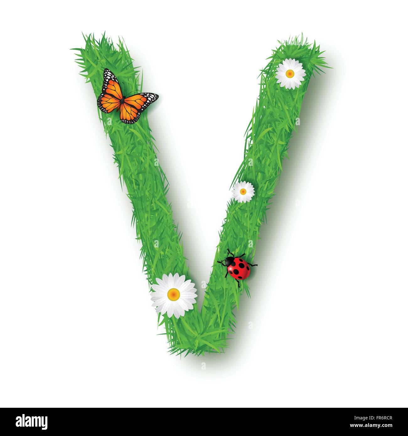 Grass Letter V on white background Stock Vector Image & Art - Alamy