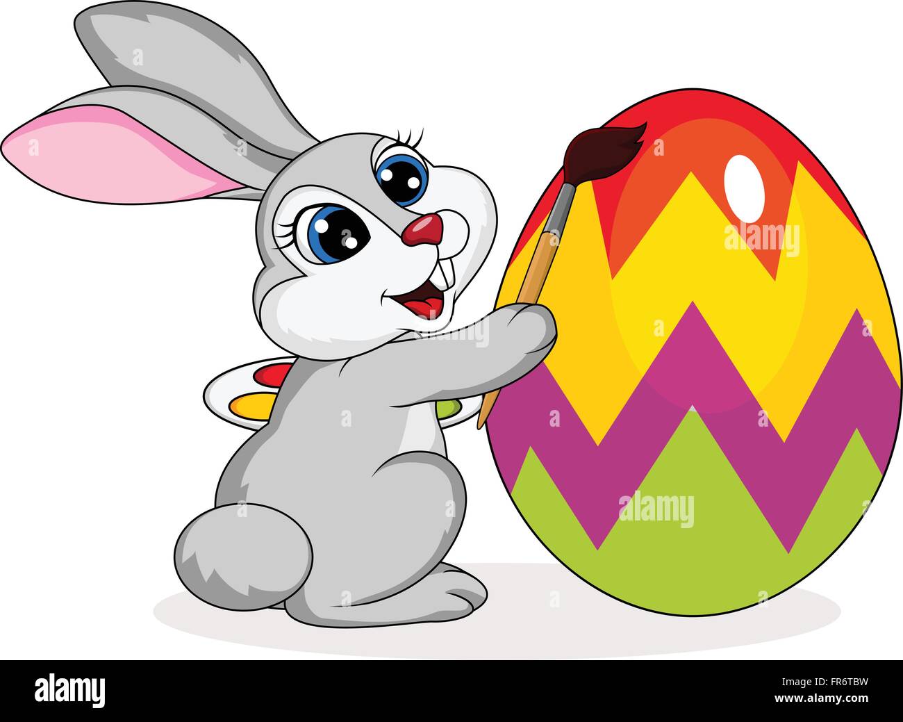 Cute rabbit painting an Easter egg Stock Vector Image & Art - Alamy