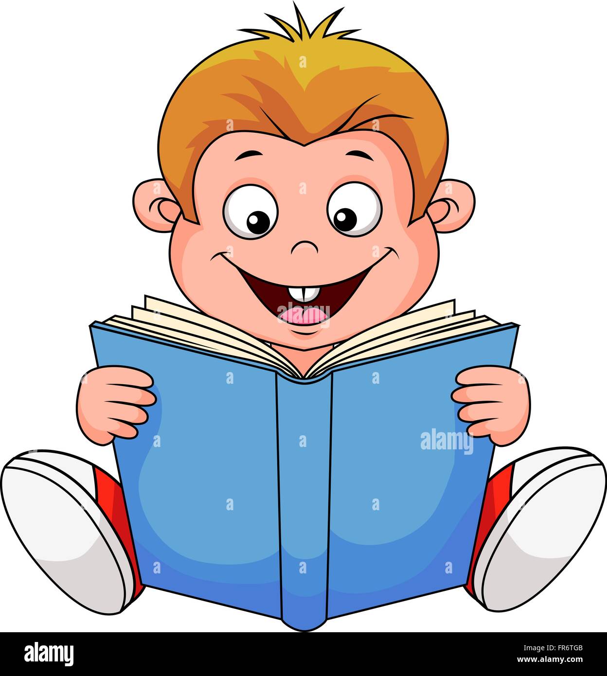 A cartoon boy reading a book Stock Vector Image & Art - Alamy