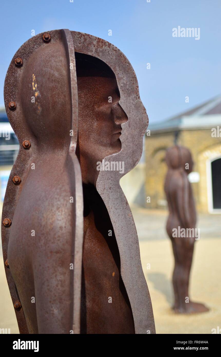 Sculpture of an iron man in Royal Arsenal, Woolwich, London, UK Stock ...