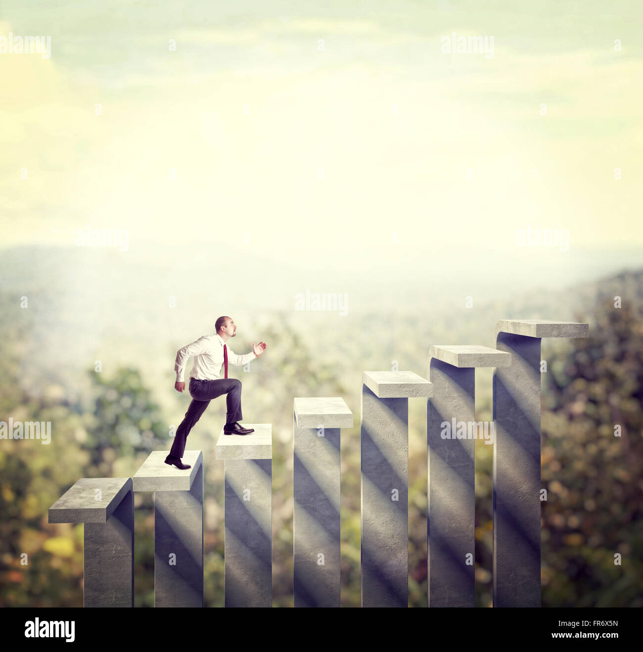 man go up on concrete stair Stock Photo - Alamy