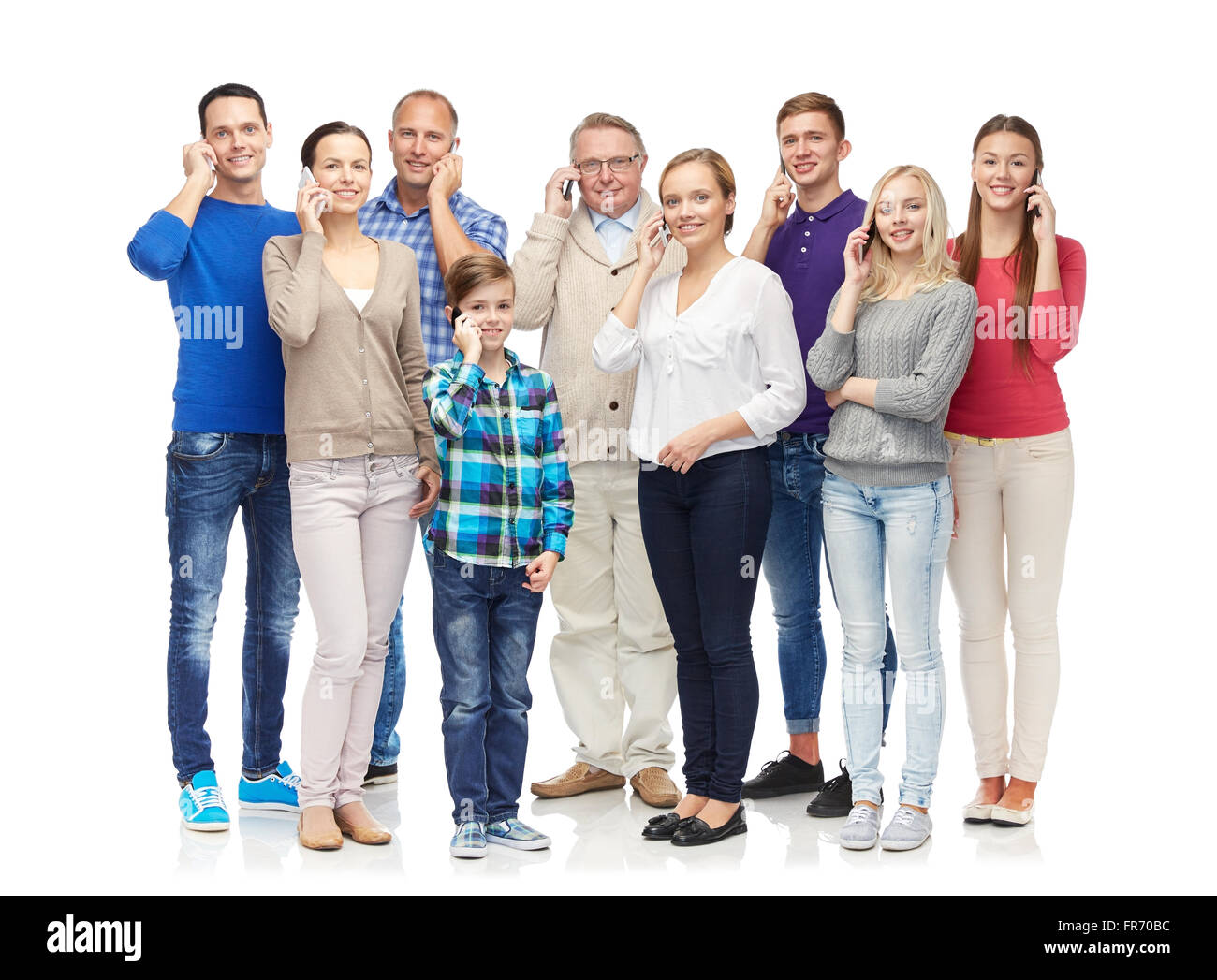 group of smiling people with smartphones Stock Photo - Alamy