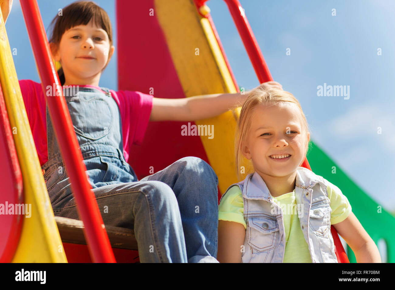 happy kids on children playground Stock Photo - Alamy