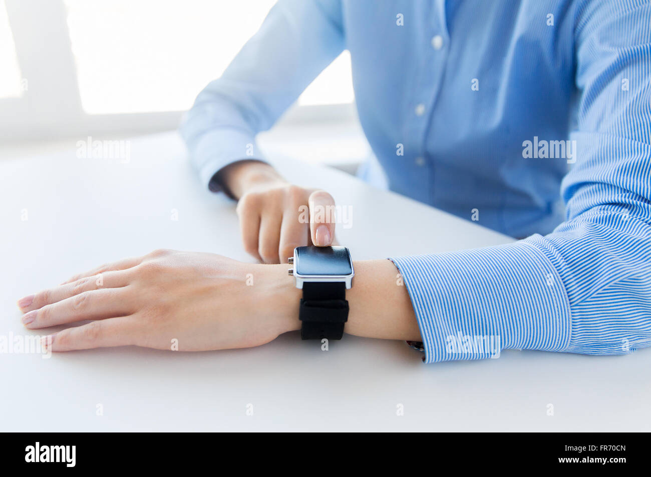 close up of hands setting smart watch Stock Photo - Alamy