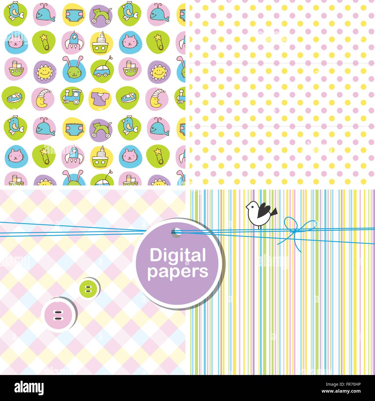Colorful cute seamless patterns Stock Vector Image & Art - Alamy